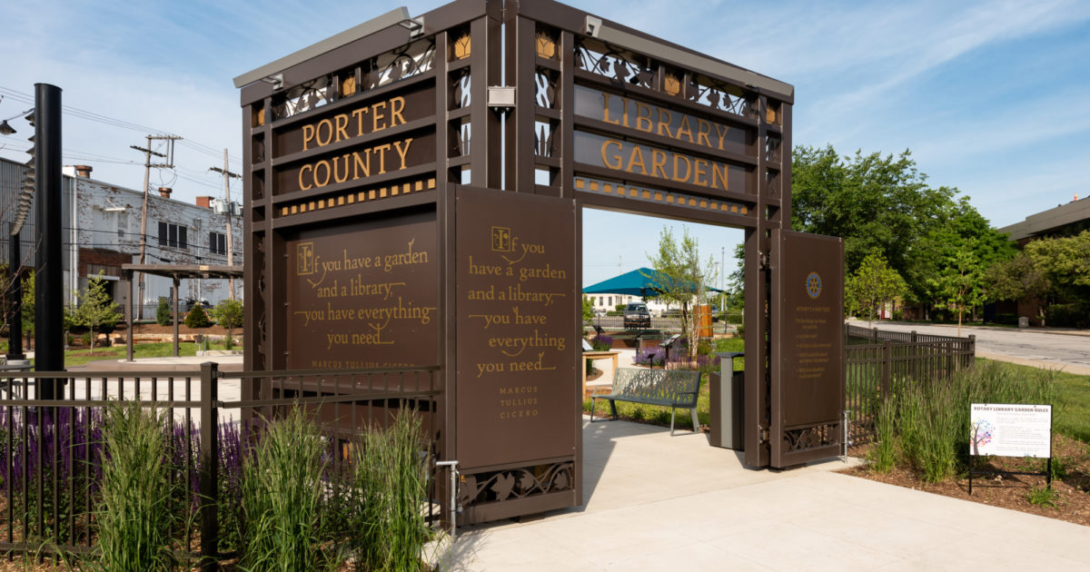 Porter County Library Plaza, Rotary Library Garden | Berglund Construction